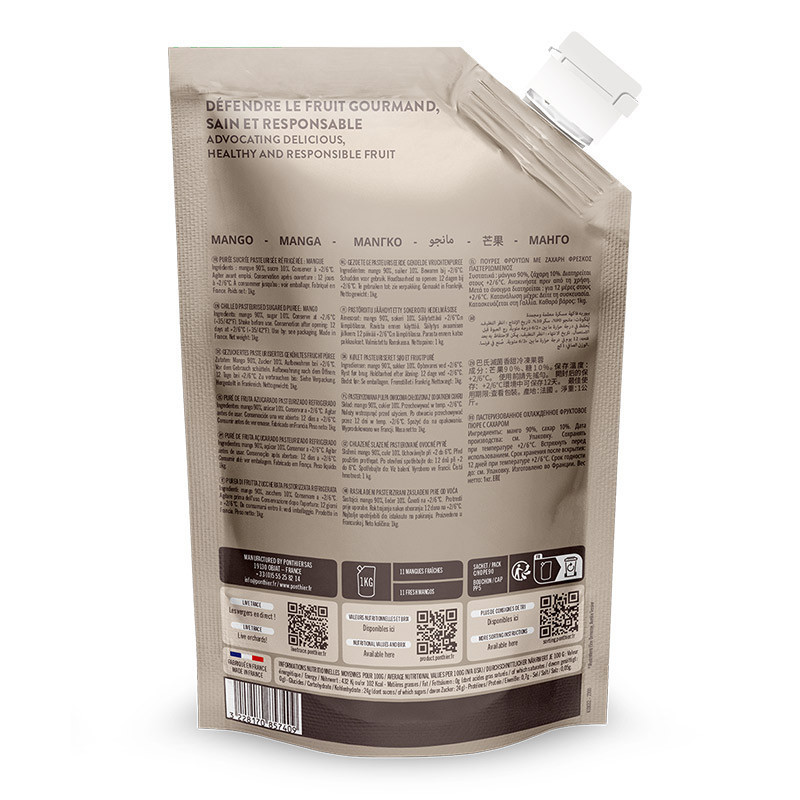 Ponthier Fresh Alphonso Mango Puree 10% Sweetened - Classic Fine Foods